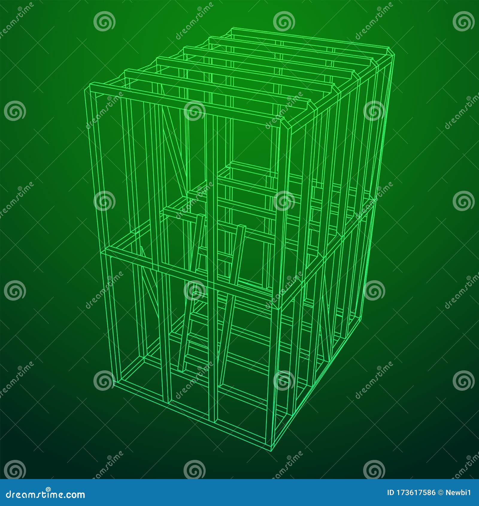 Wireframe framing house stock vector. Illustration of home - 173617586