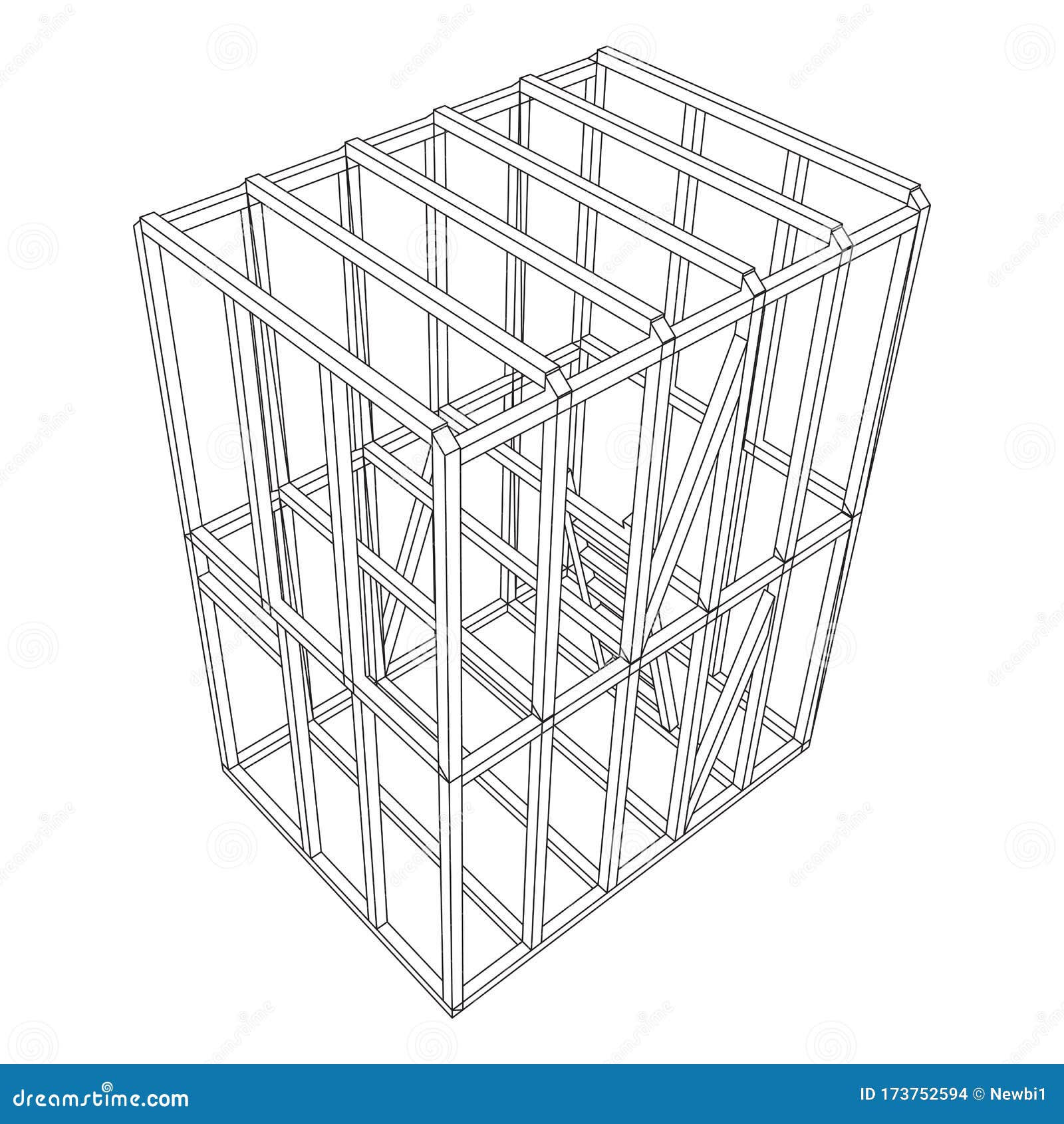 Wireframe framing house stock vector. Illustration of blueprint - 173752594