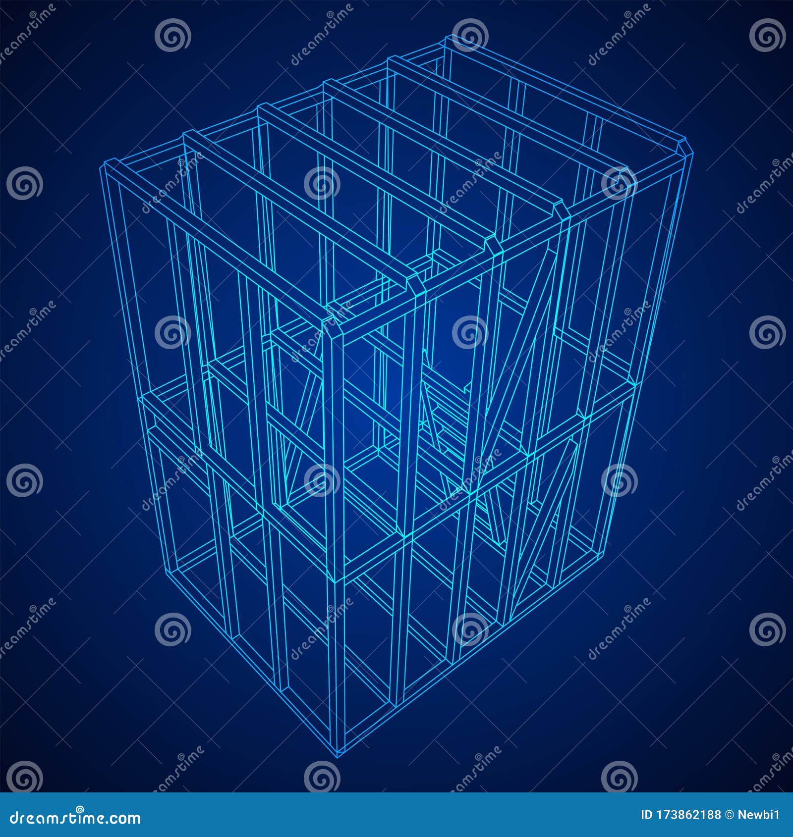 Wireframe framing house stock vector. Illustration of plank - 173862188