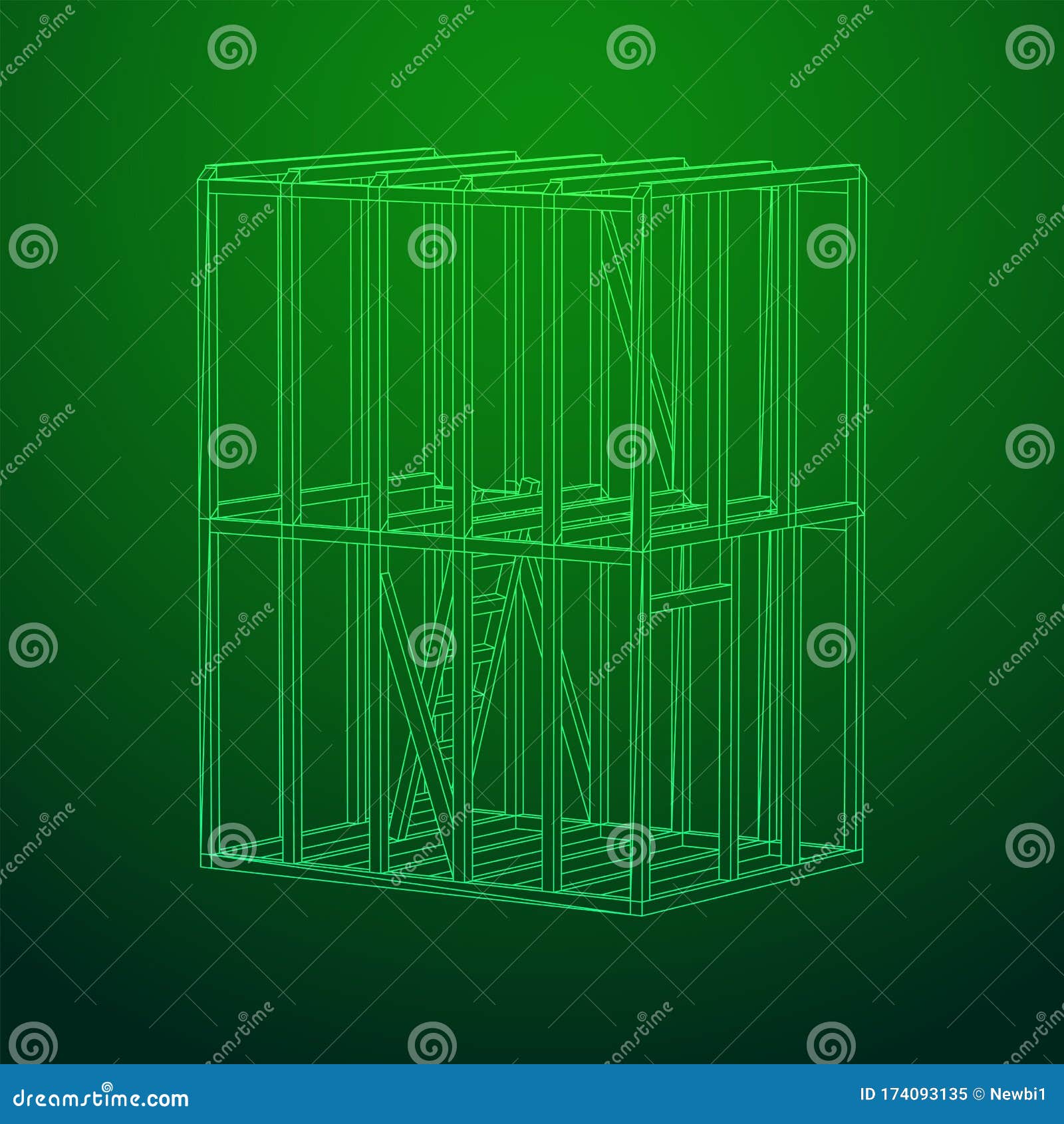 Wireframe framing house stock vector. Illustration of blueprint - 174093135