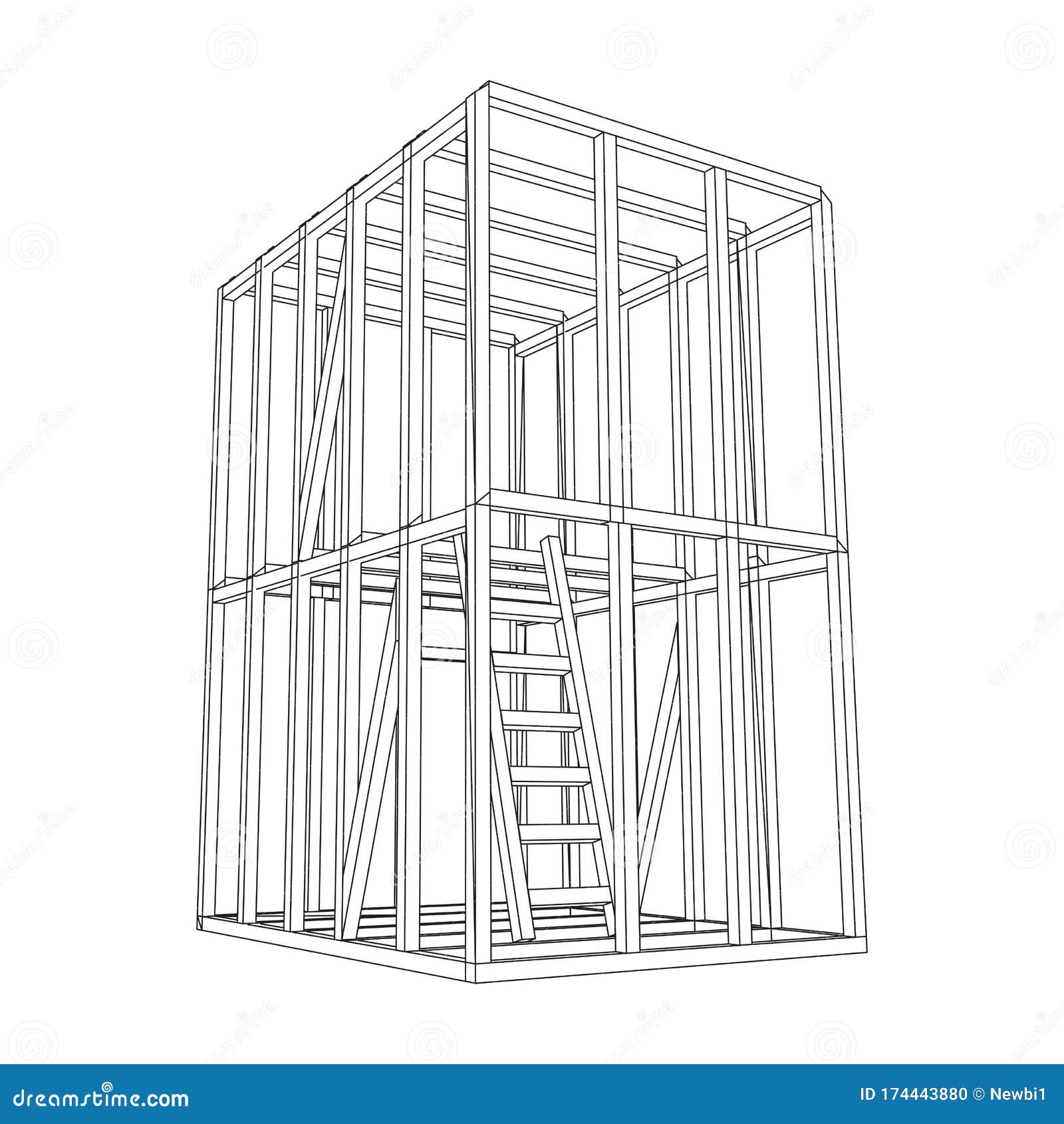 Wireframe framing house stock vector. Illustration of mesh - 174443880