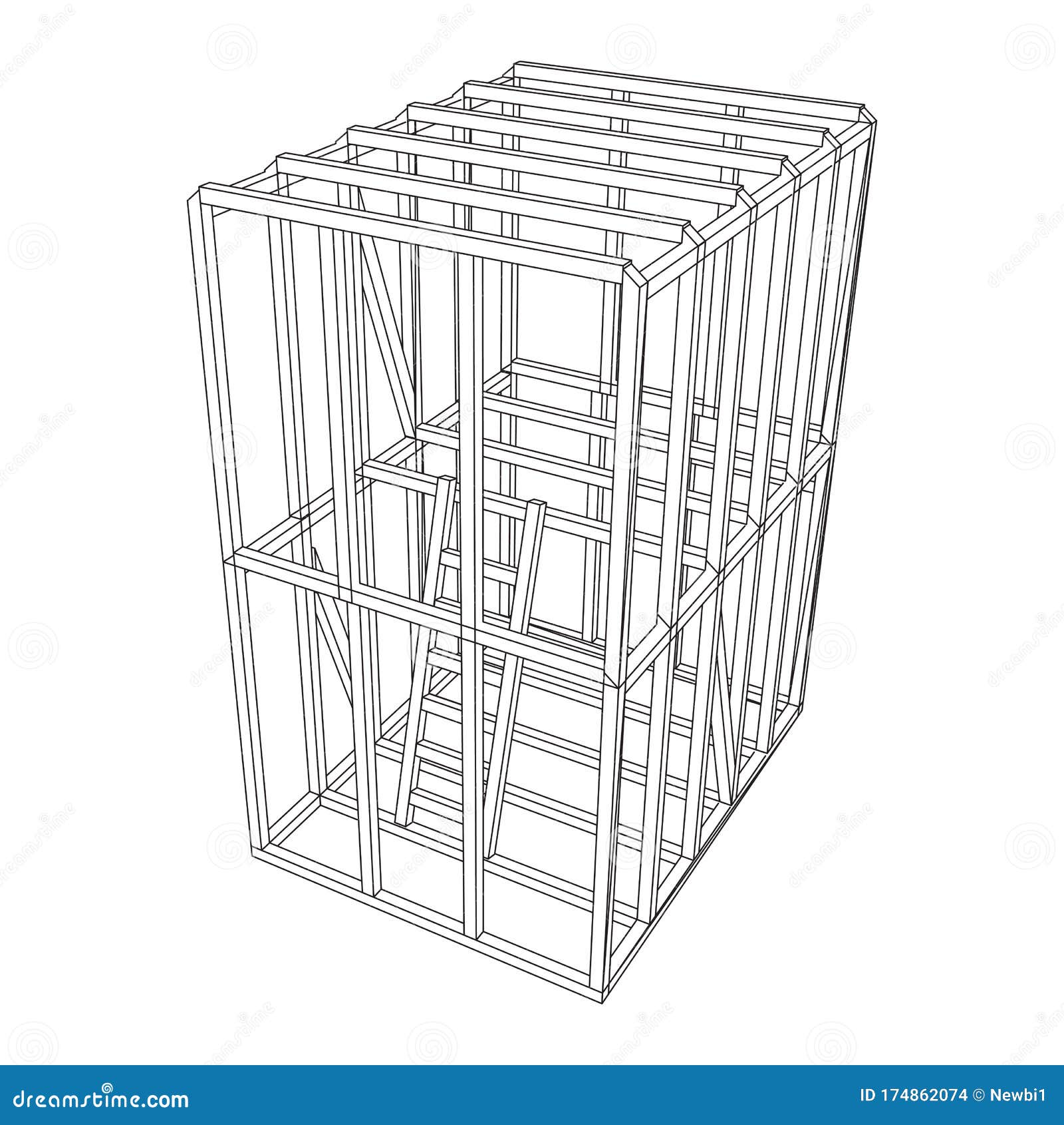 Wireframe framing house stock vector. Illustration of design - 174862074