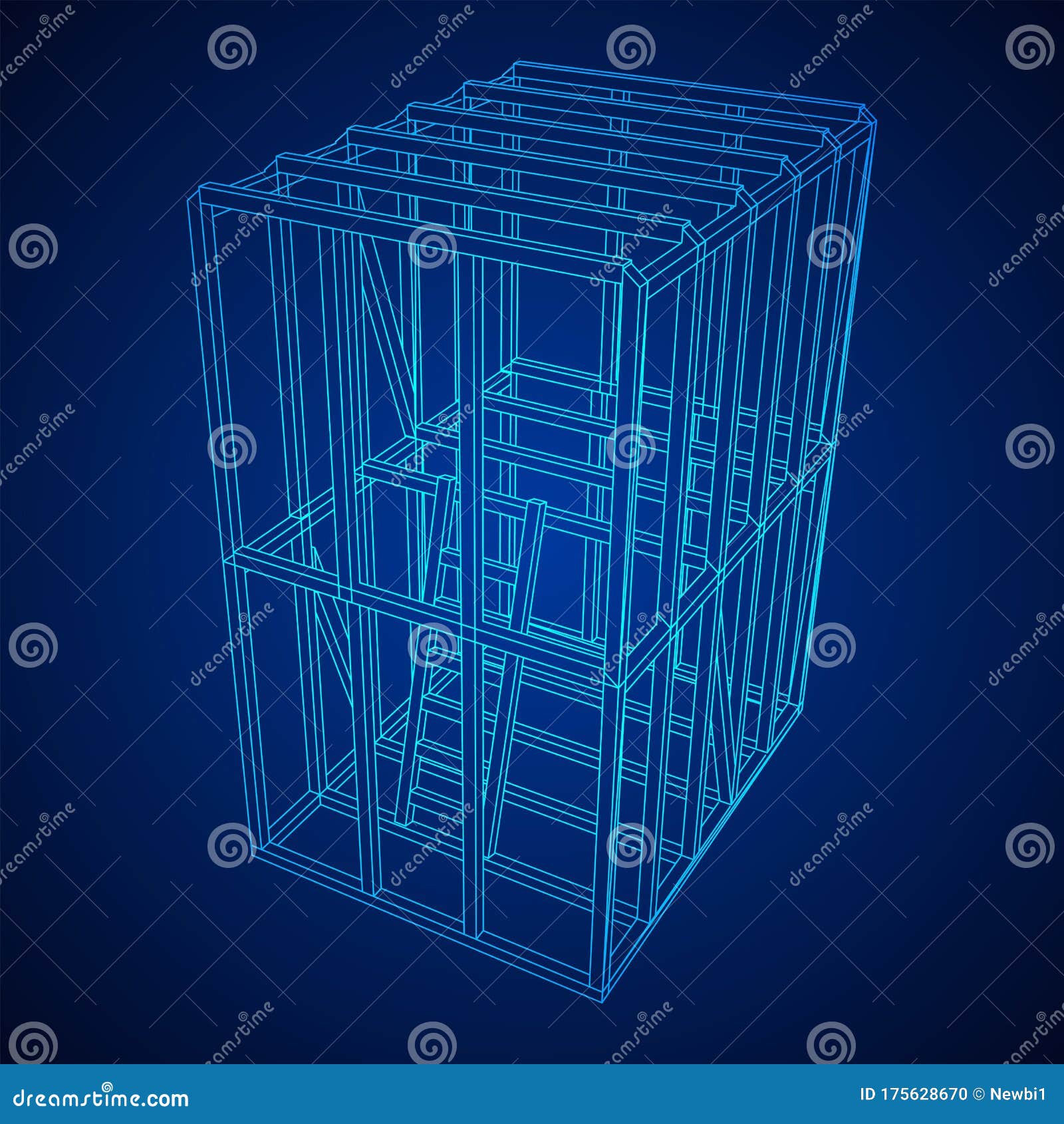 Wireframe framing house stock vector. Illustration of business - 175628670