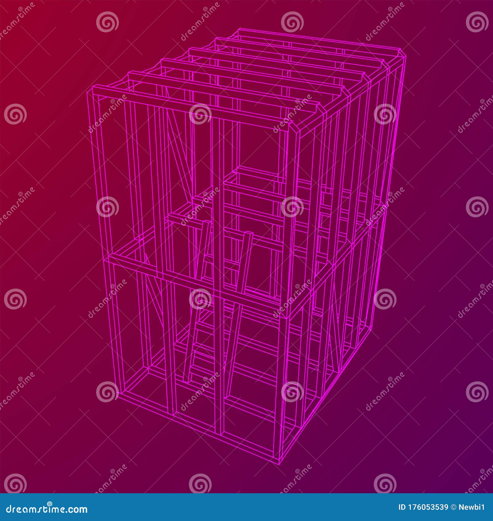 Wireframe framing house stock vector. Illustration of development ...