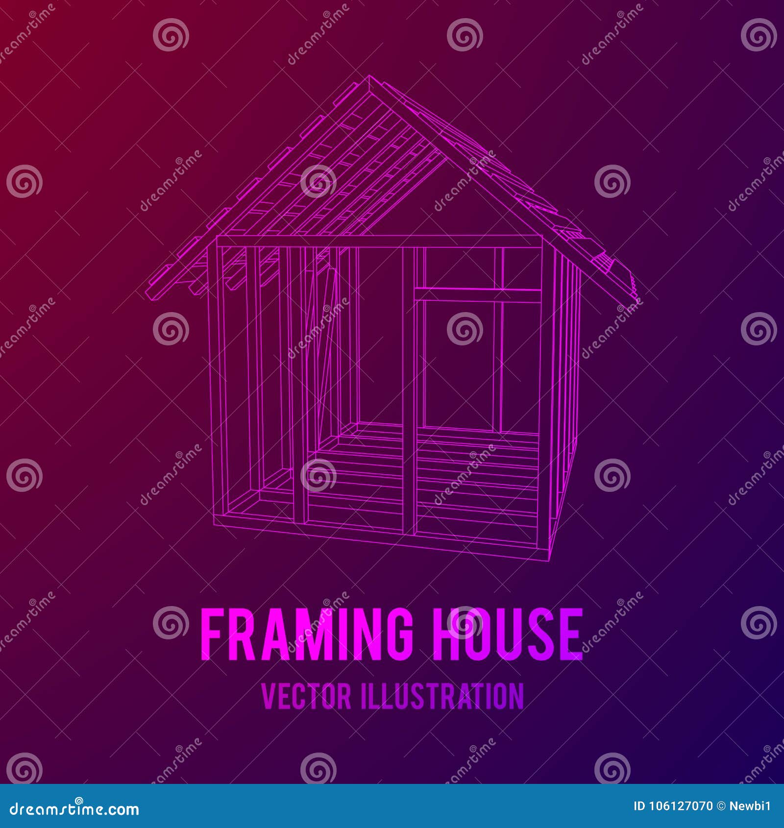 Wireframe framing house stock vector. Illustration of line - 106127070