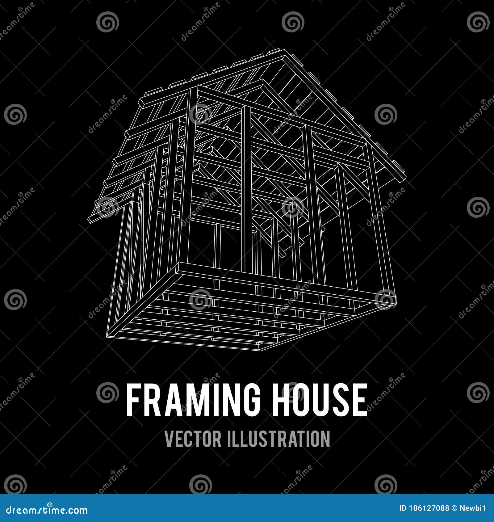 Wireframe framing house stock vector. Illustration of foundation ...