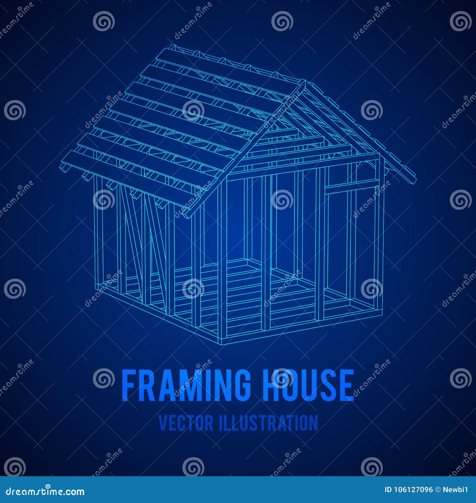 Wireframe framing house stock vector. Illustration of concept - 106127096