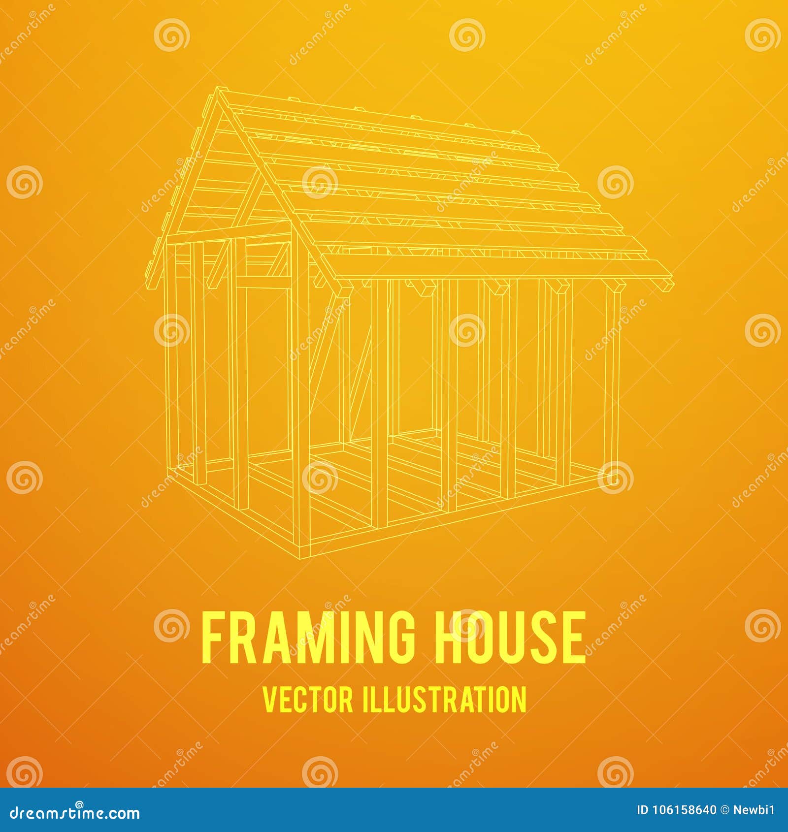Wireframe framing house stock vector. Illustration of development ...