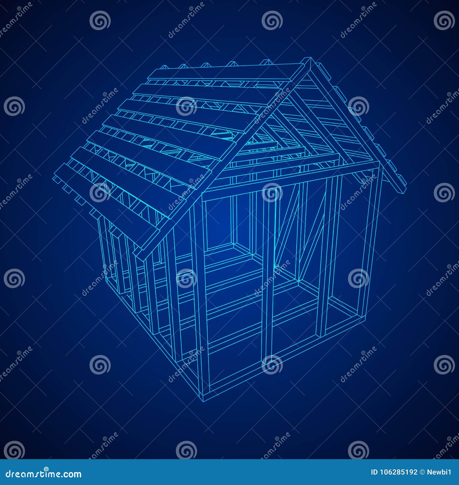 Wireframe framing house stock vector. Illustration of line - 106285192