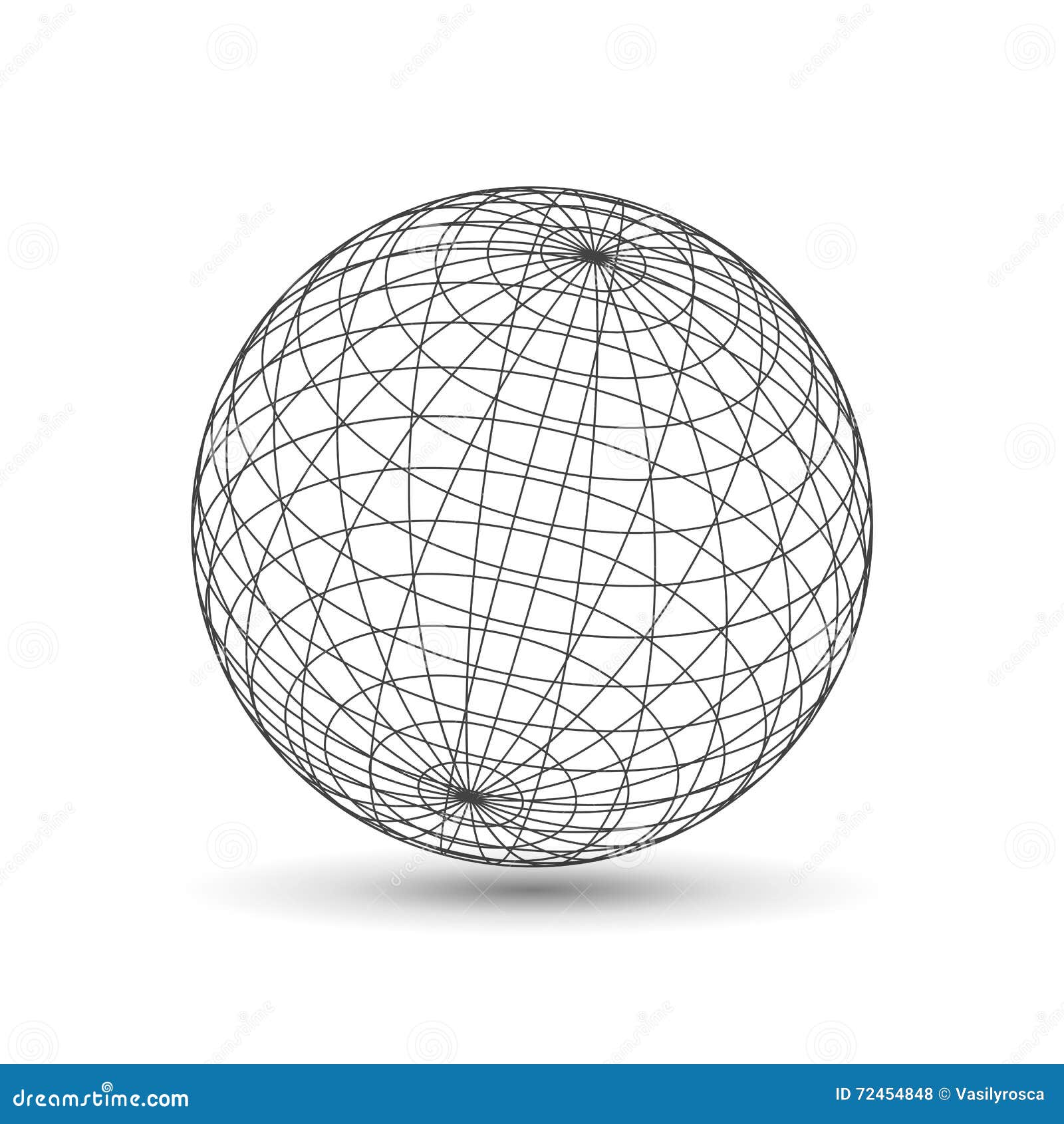 Wireframe Globe Icon, 3d Version Stock Vector - Illustration of lines ...