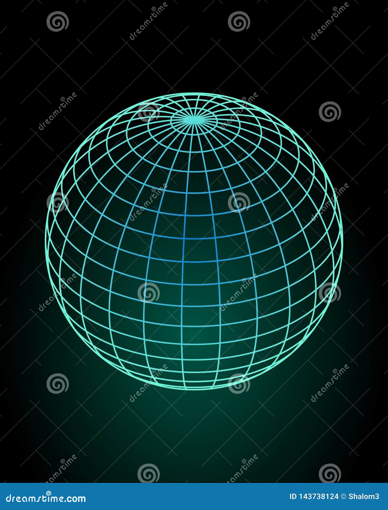 Wireframe Globe Model in Green and Blue Design, Green Glow on Black ...