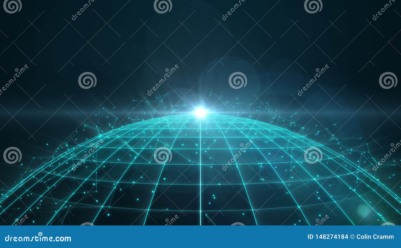 Wireframe Globe with Particles and Polygons Stock Illustration ...