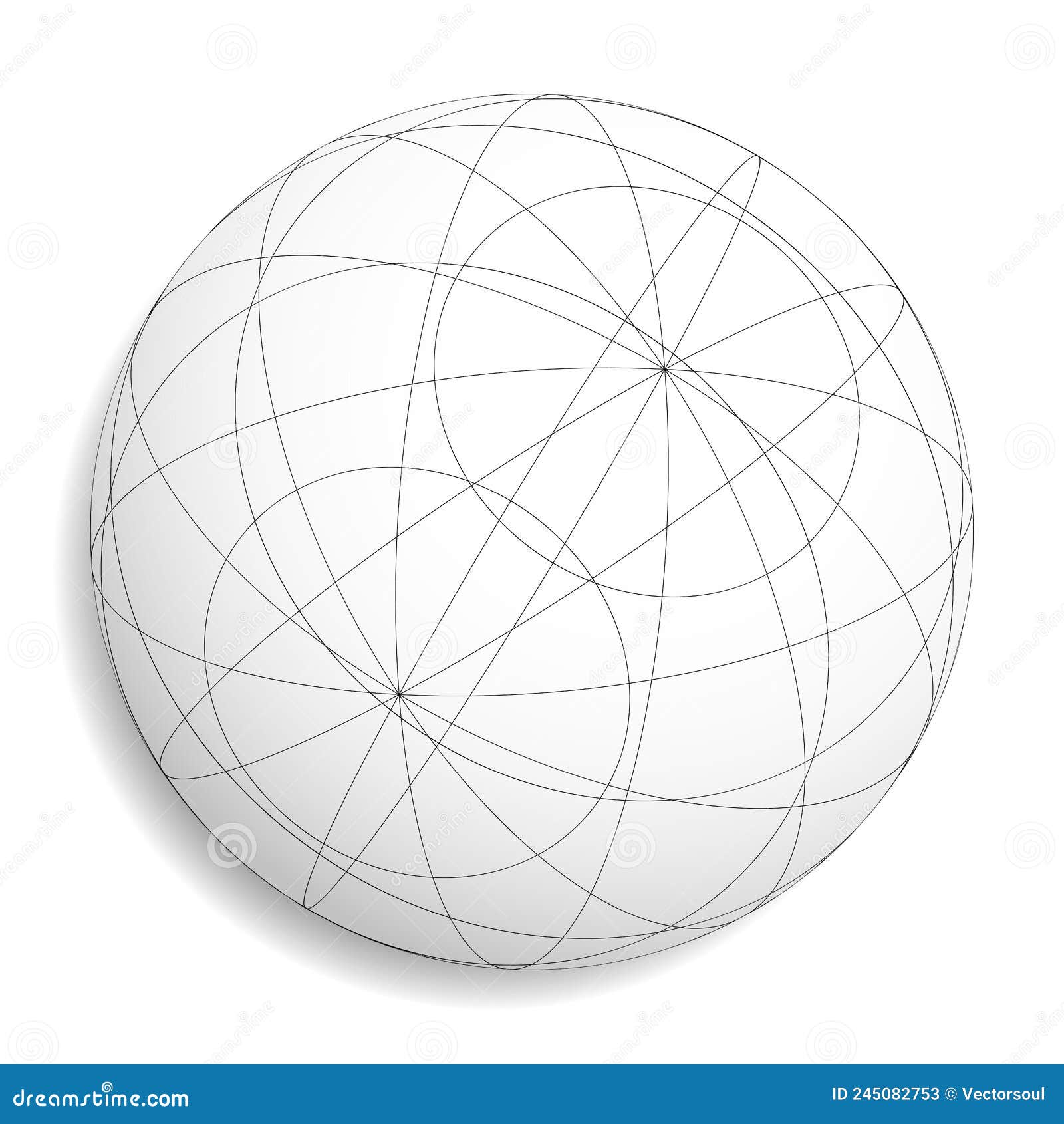 Wireframe, Grid, Mesh Sphere, Globe, Ball Vector Illustration Stock ...