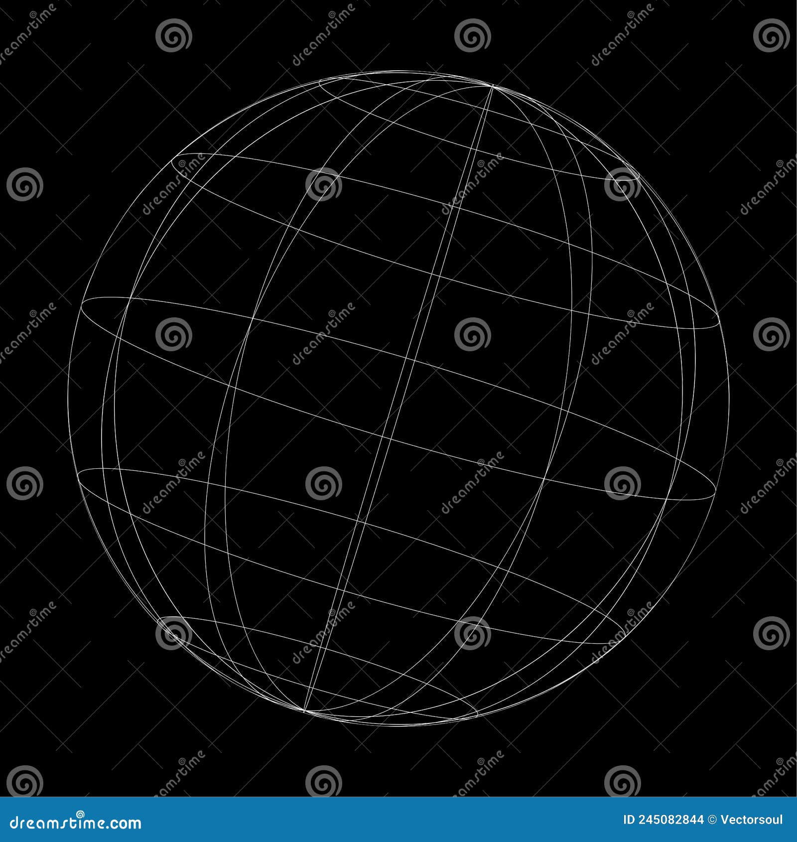 Wireframe, Grid, Mesh Sphere, Globe, Ball Vector Illustration Stock ...