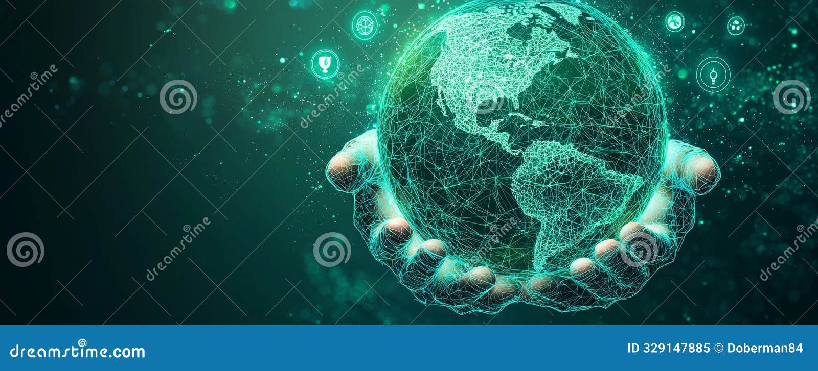 Wireframe Hands Holding a Digital Globe, Representing Global Technology ...