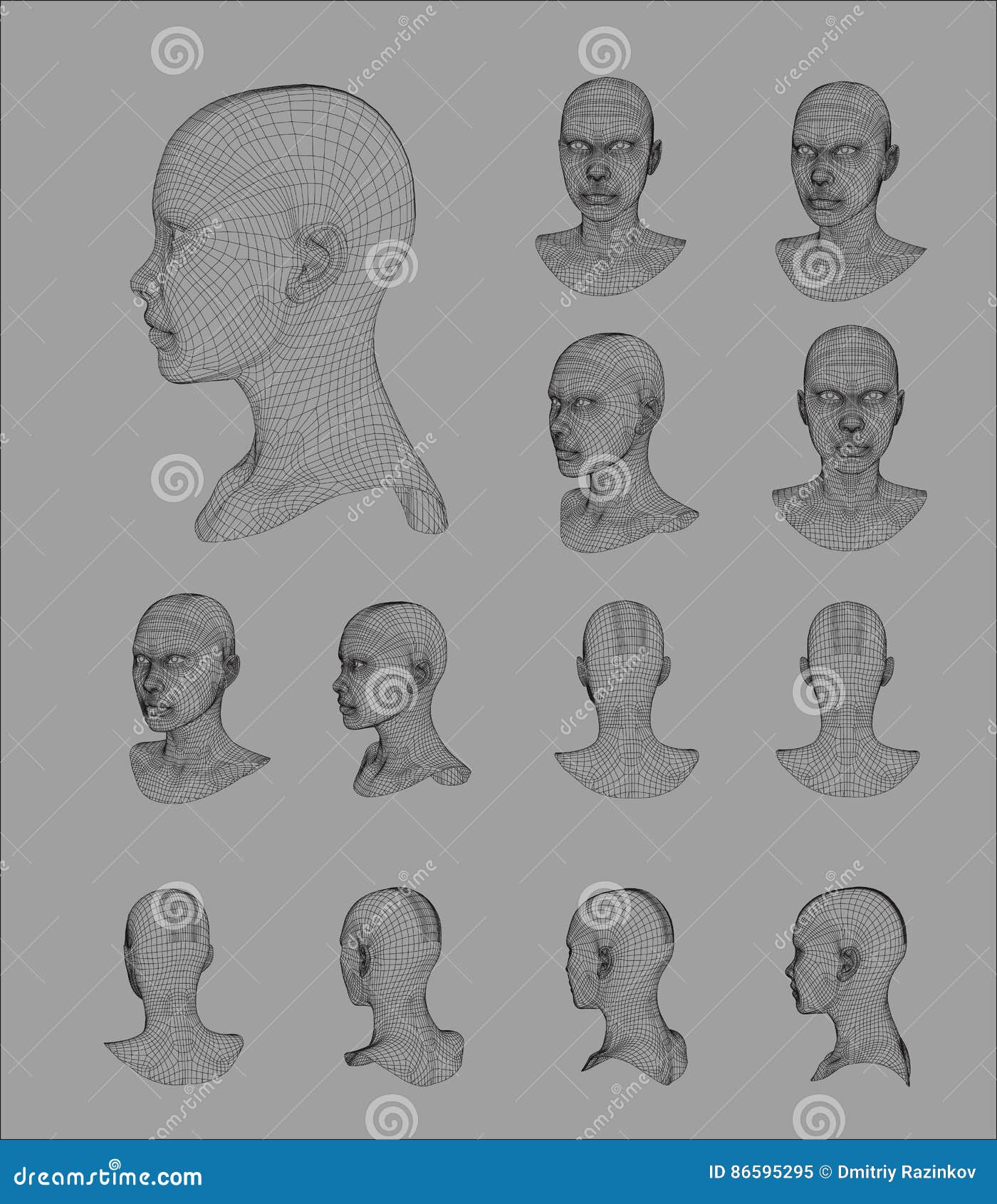 Wireframe Head 3d Model Vector Illustration Stock Vector - Illustration ...