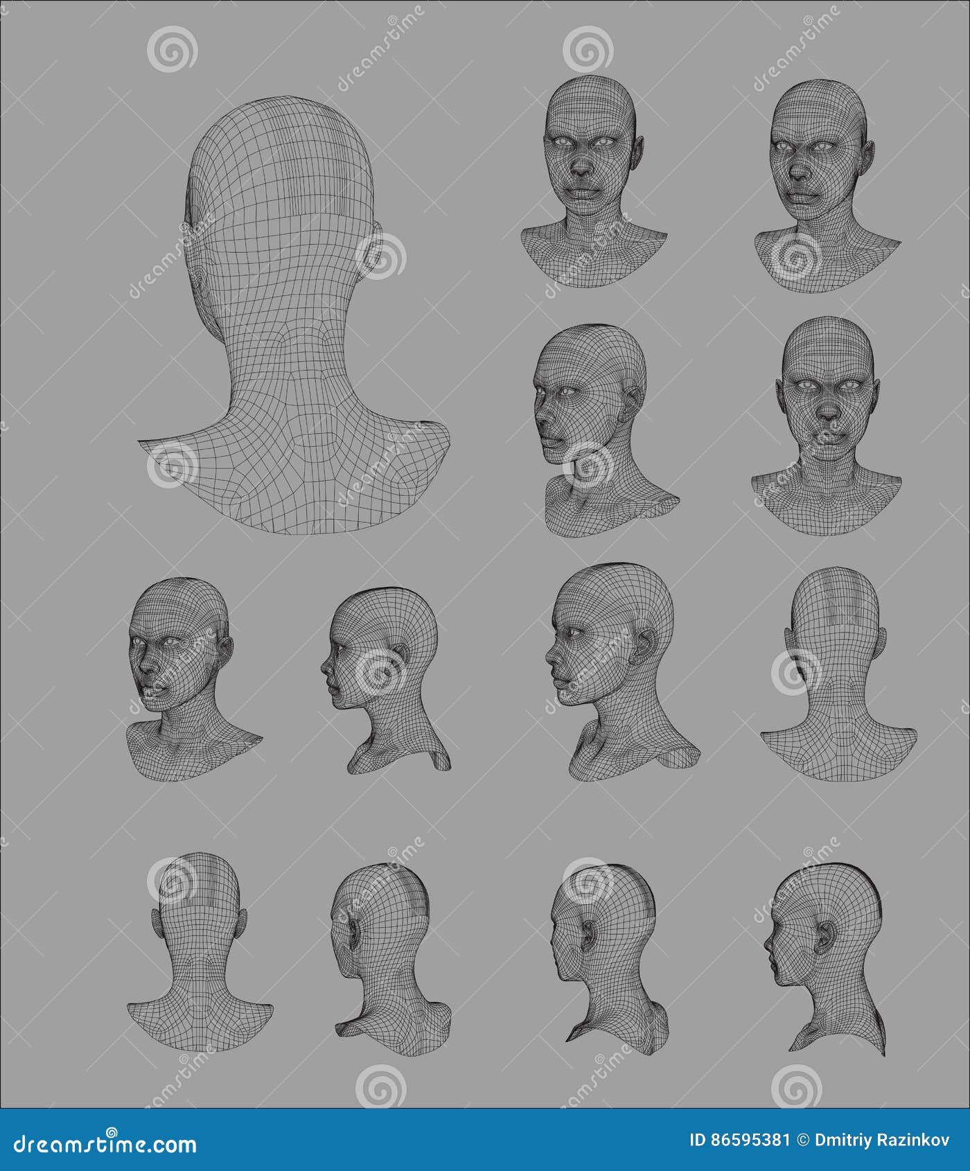 Wireframe Head 3d Model Vector Illustration Stock Vector - Illustration ...