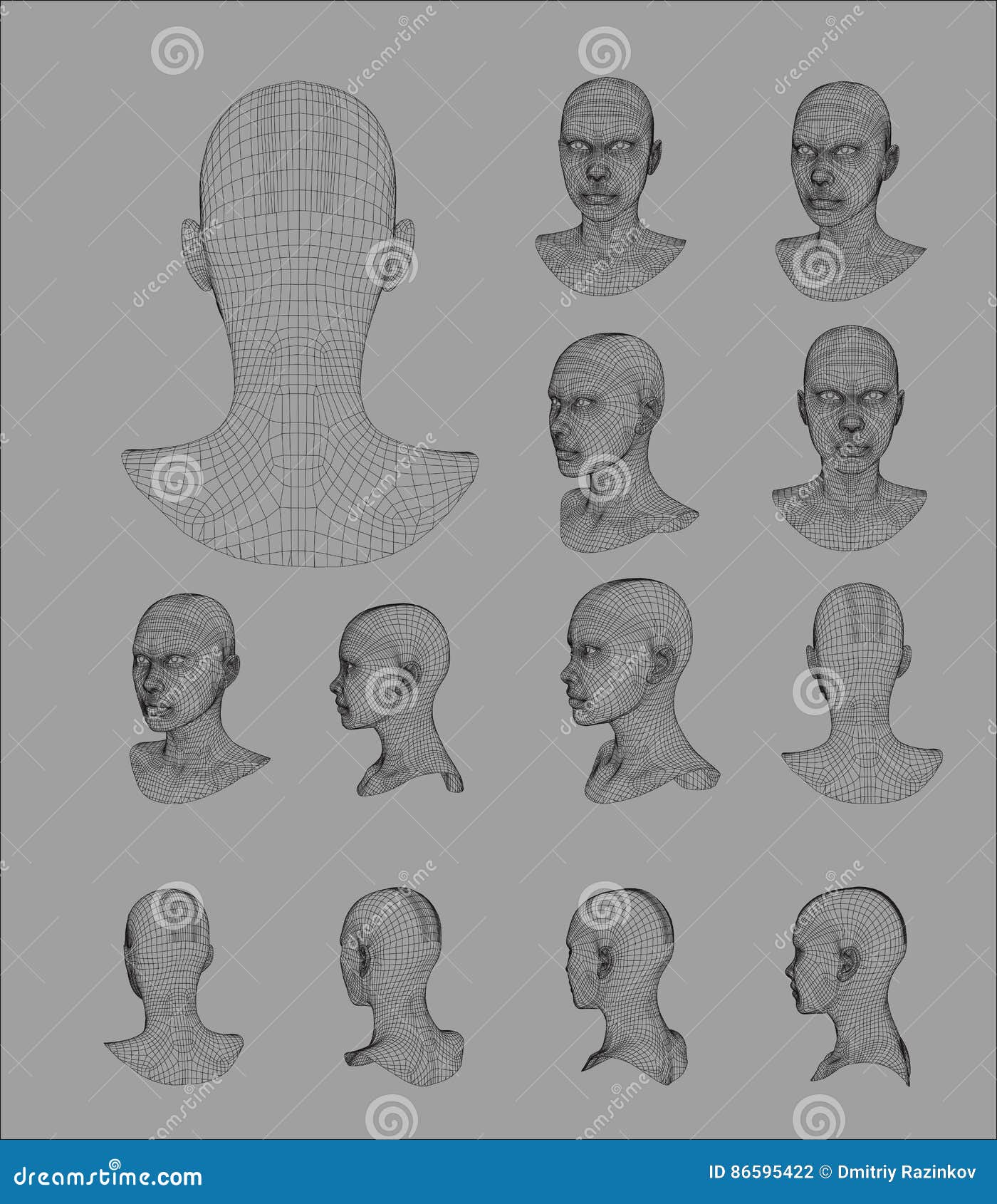 Wireframe Head 3d Model Vector Illustration Stock Vector - Illustration ...
