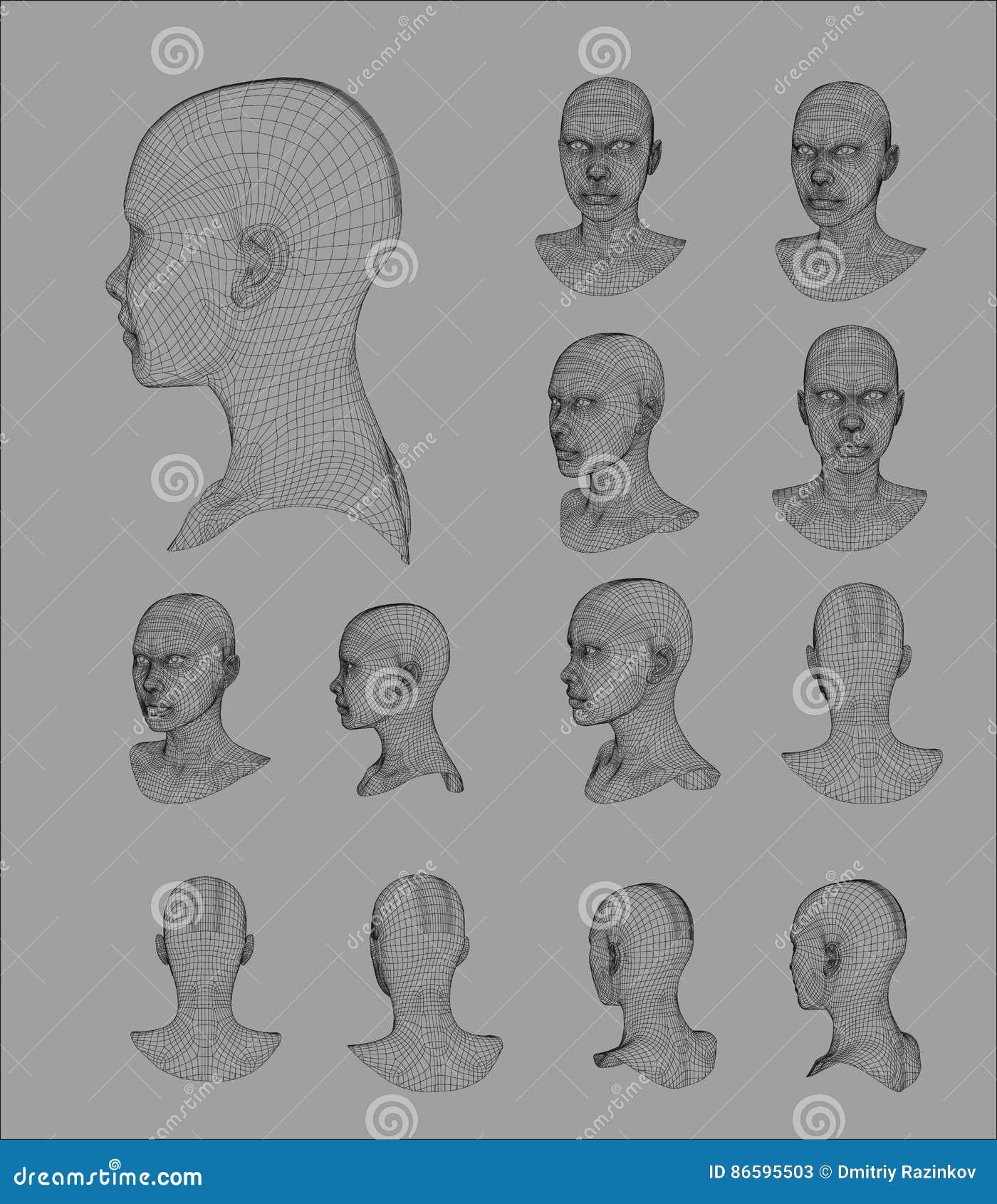 Wireframe Head 3d Model Vector Illustration Stock Vector - Illustration ...