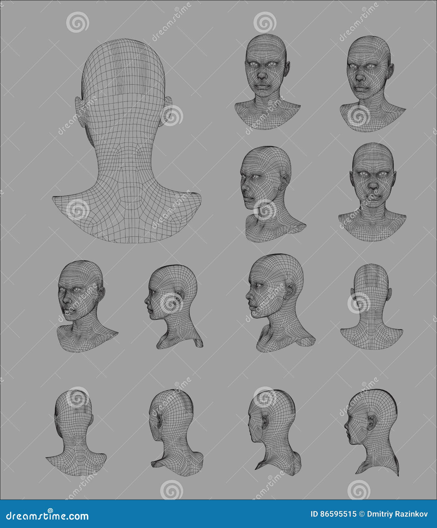 Wireframe Head 3d Model Vector Illustration Stock Vector - Illustration ...