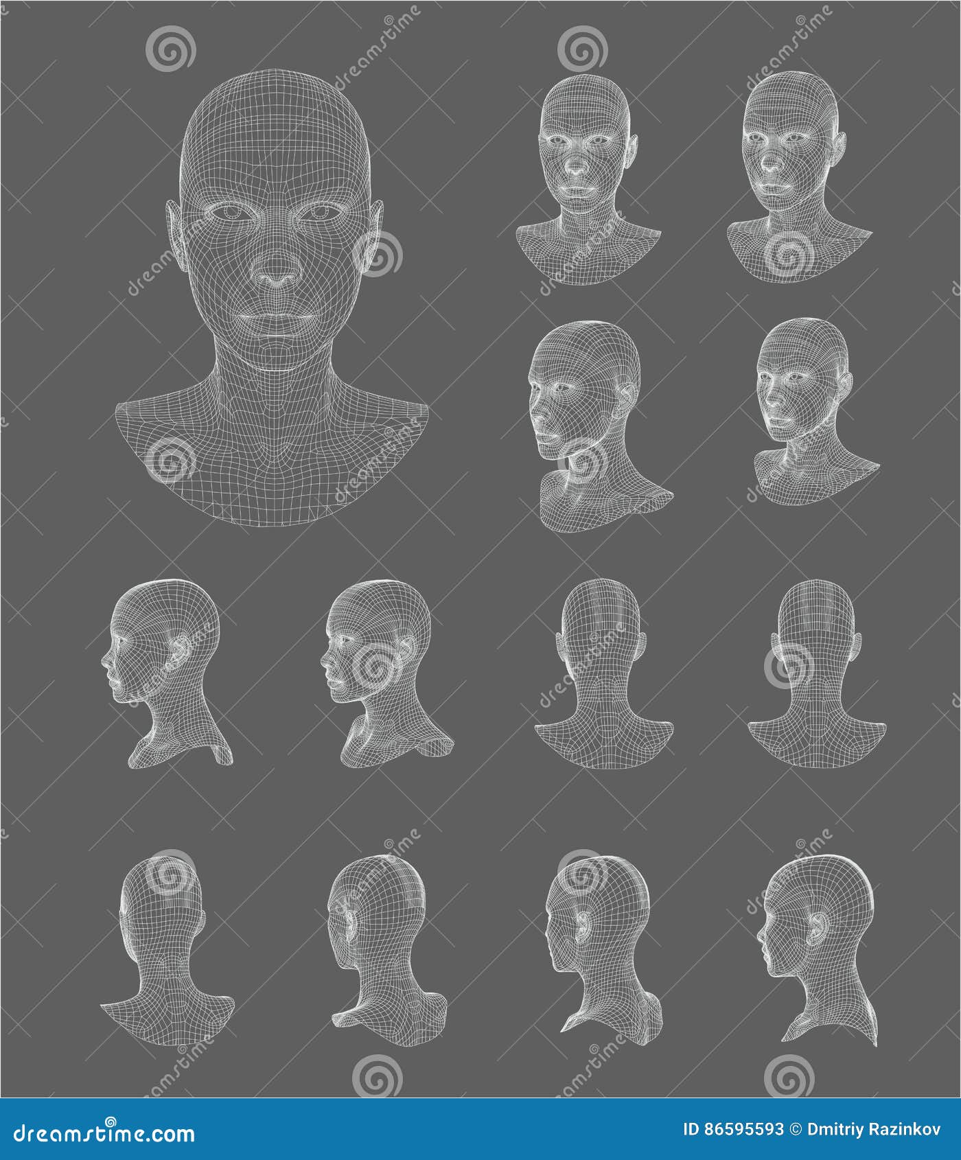 Wireframe Head 3d Model Vector Illustration Stock Vector - Illustration ...