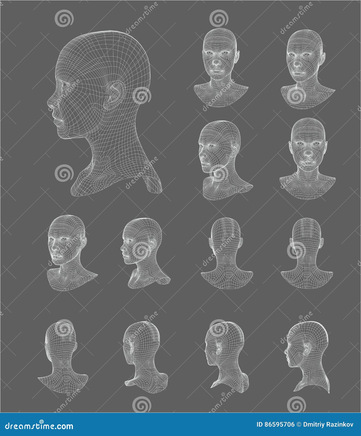 Wireframe Head 3d Model Vector Illustration Stock Vector - Illustration ...