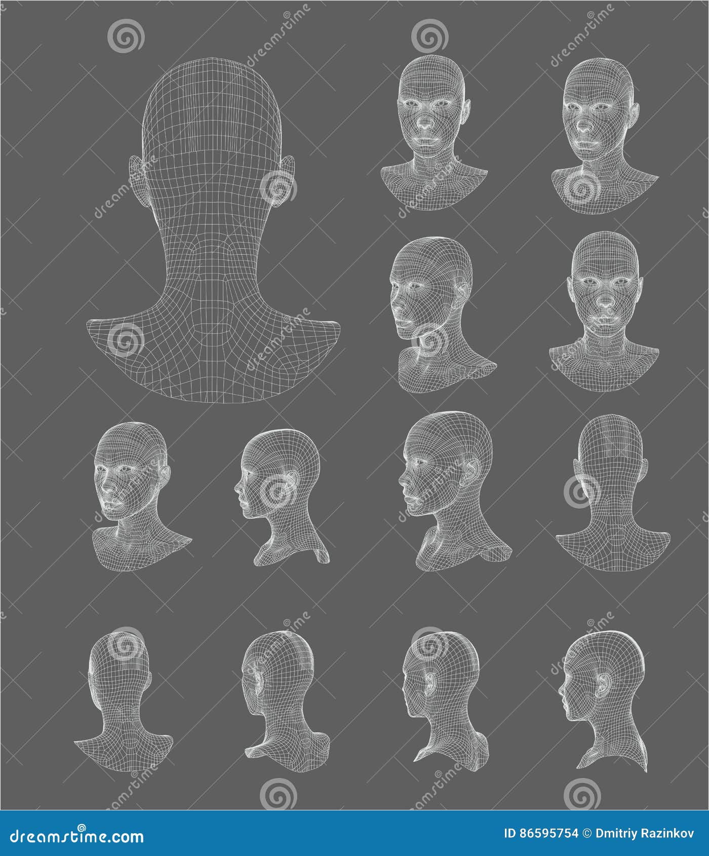 Wireframe Head 3d Model Vector Illustration Stock Vector - Illustration ...