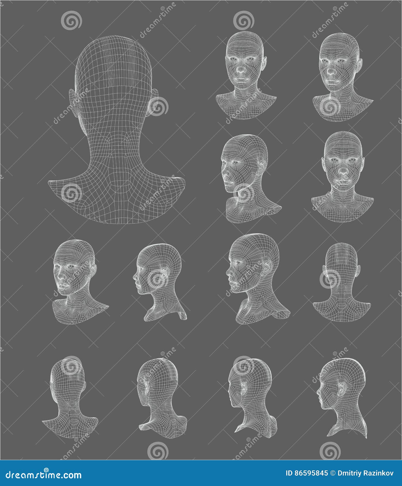 Wireframe Head 3d Model Vector Illustration Stock Vector - Illustration ...
