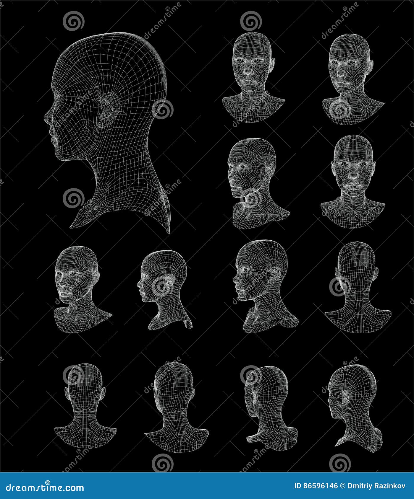 Wireframe Head 3d Model Vector Illustration Stock Vector - Illustration ...