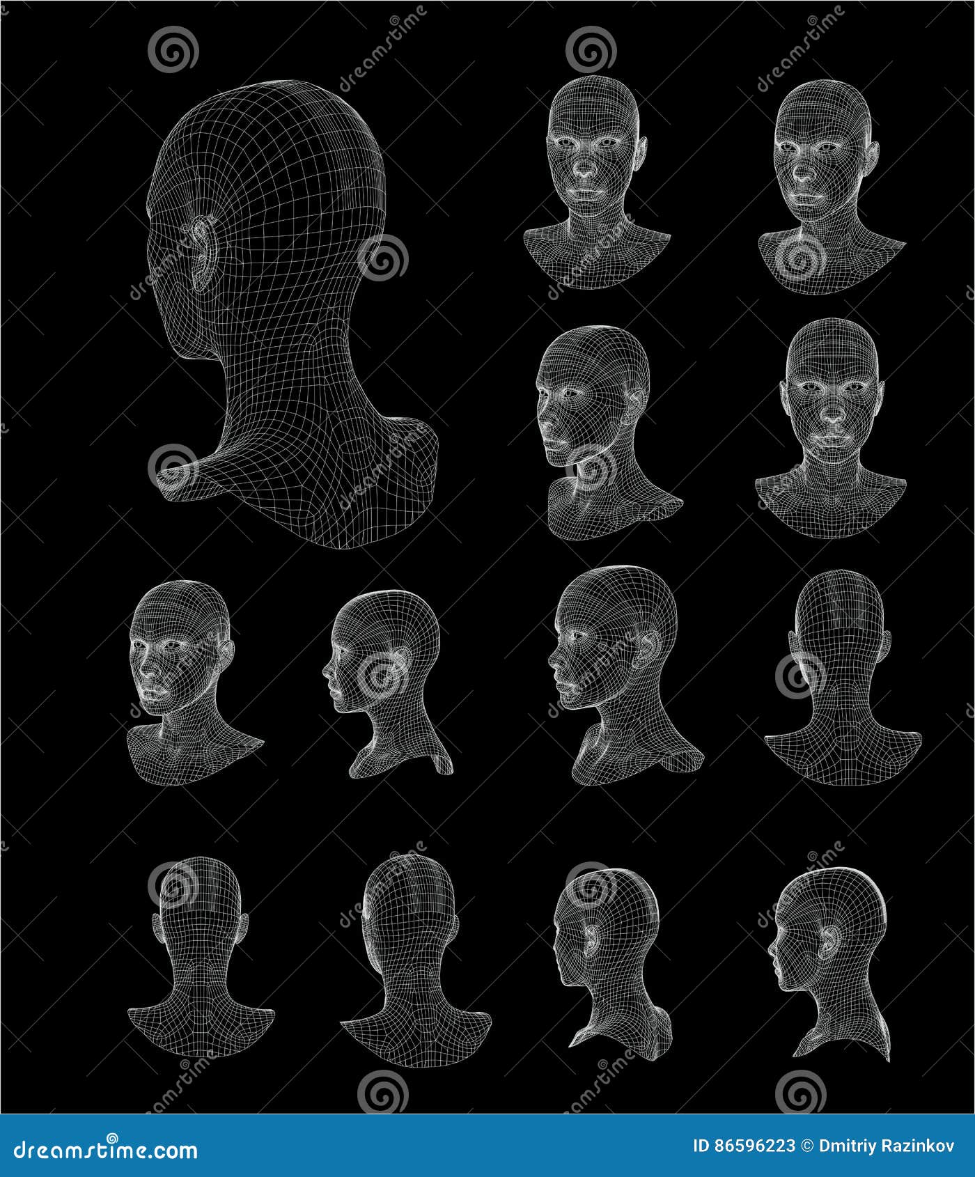 Wireframe Head 3d Model Vector Illustration Stock Vector - Illustration ...