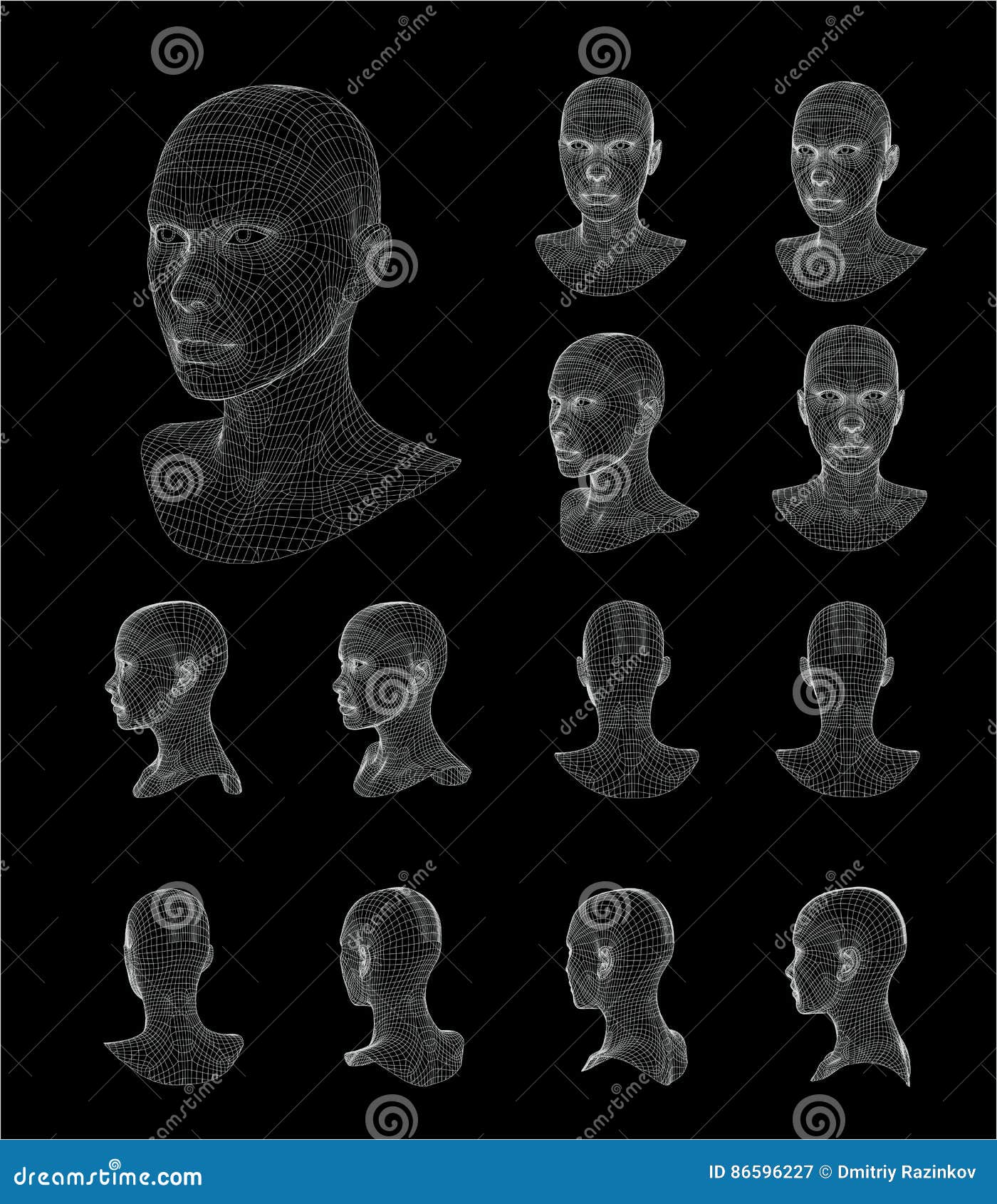 Wireframe Head 3d Model Vector Illustration Stock Vector - Illustration ...