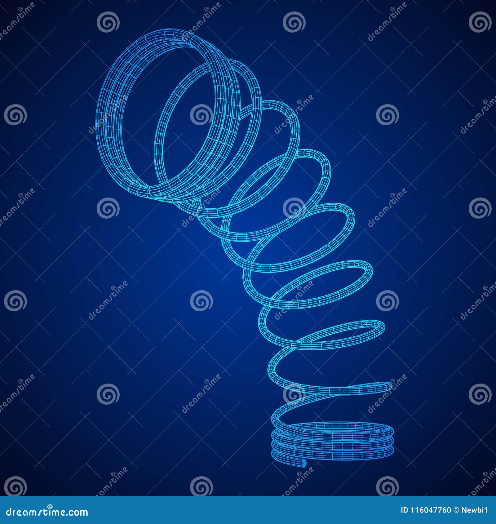 Wireframe helix spring stock vector. Illustration of helical - 116047760