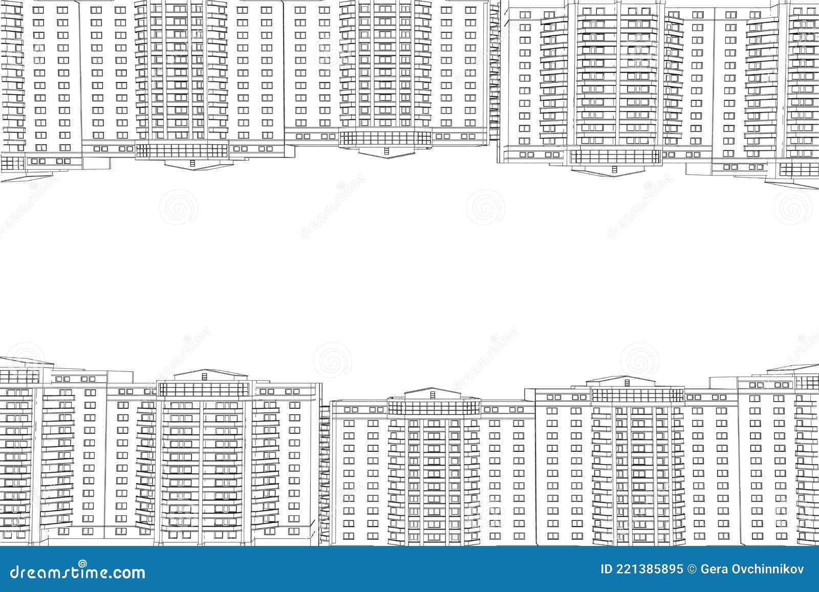 Wireframe of High Rise Buildings from Below and from Above Illustration ...