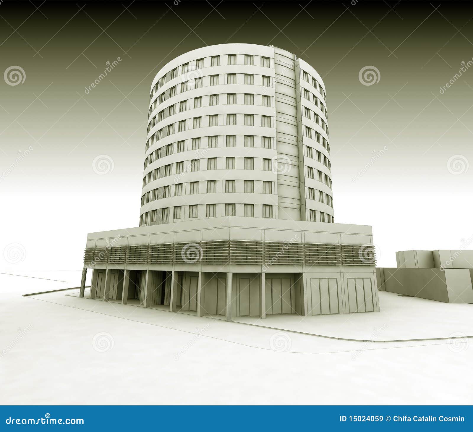 Wireframe hotel stock illustration. Illustration of rendering - 15024059