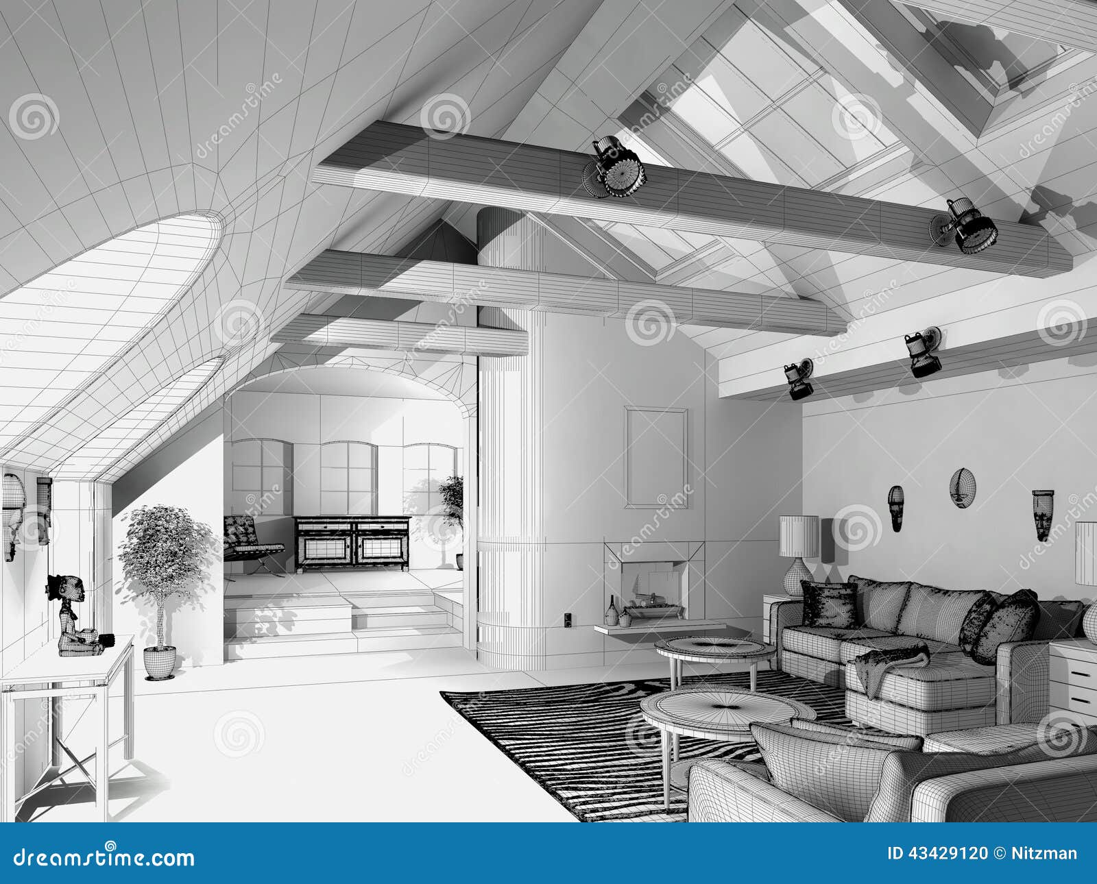 Wireframe House stock illustration. Illustration of room - 43429120