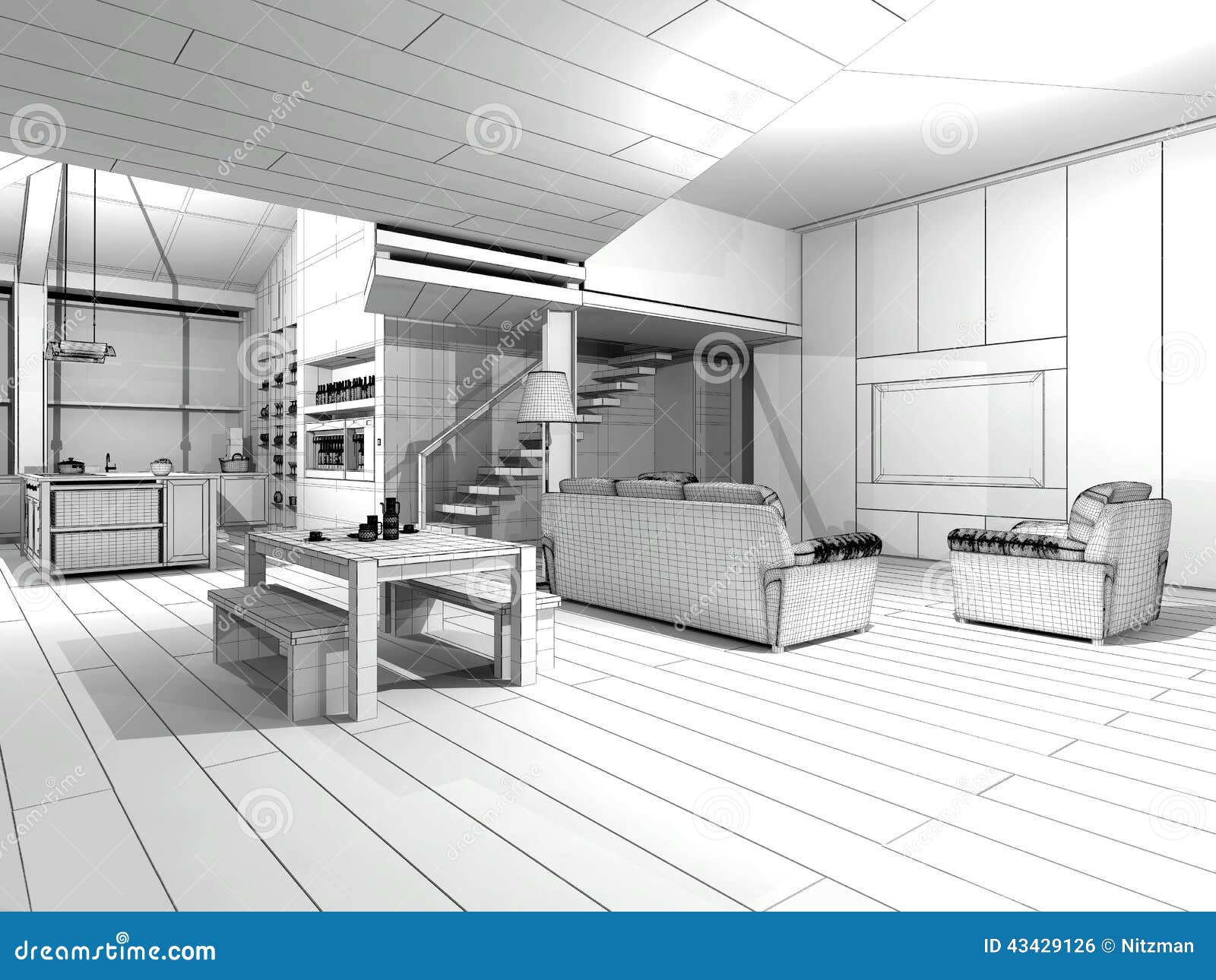 Wireframe House stock illustration. Illustration of exterior - 43429126