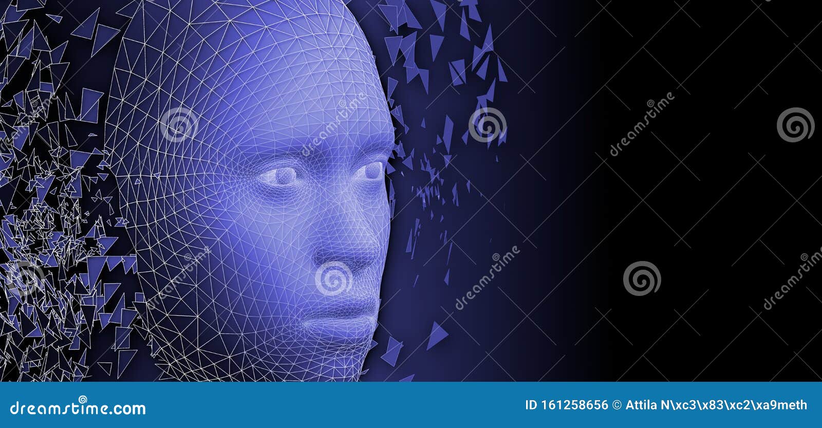Wireframe Human Face. the Concept of Artificial Intelligence. Stock ...