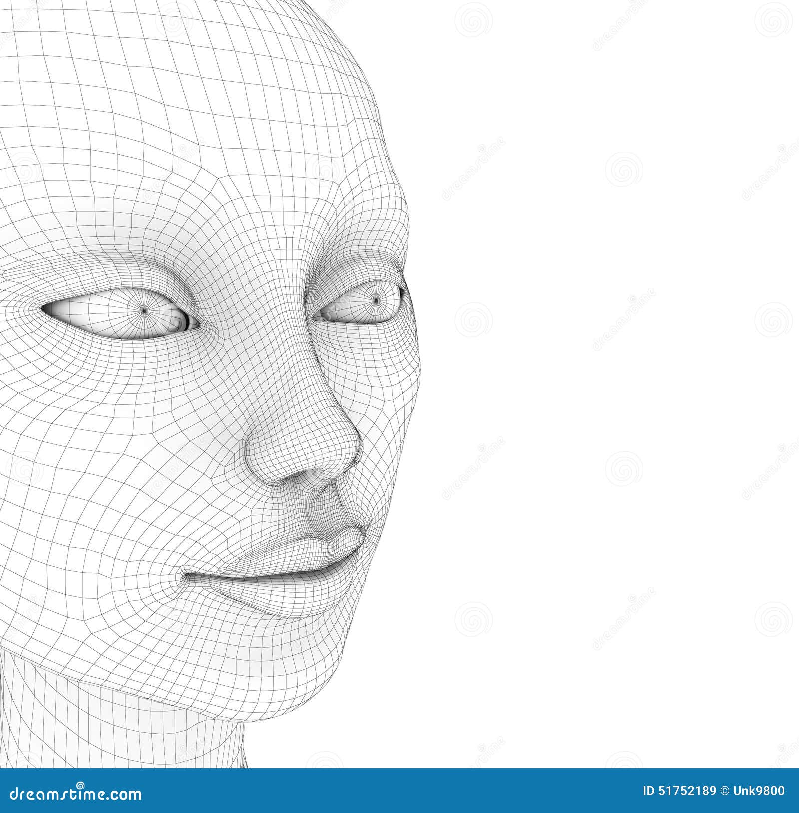 Wireframe Human Female Head Stock Illustration - Illustration of ...