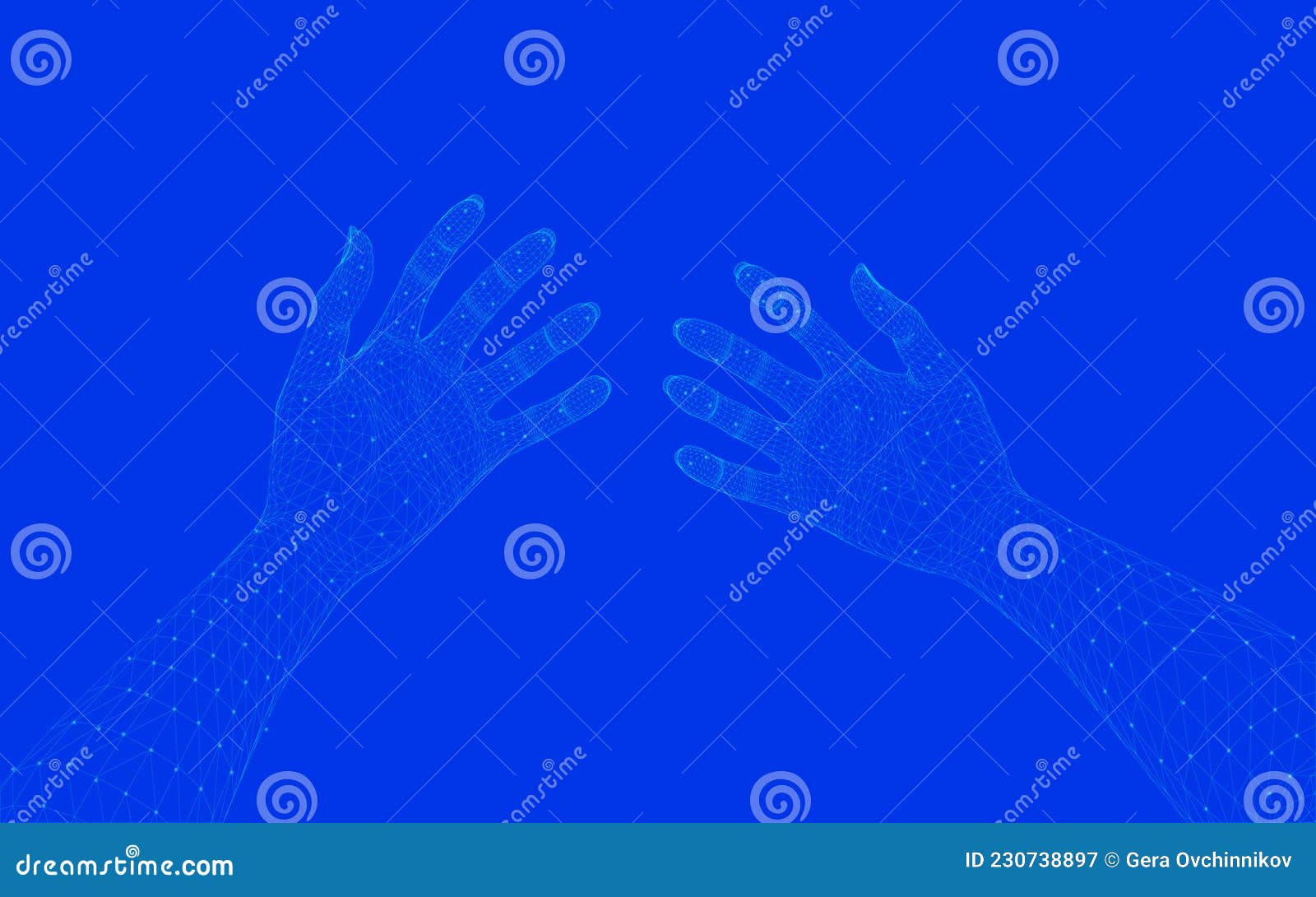 Wireframe of Human Hands from the First Person. 3D Stock Vector ...