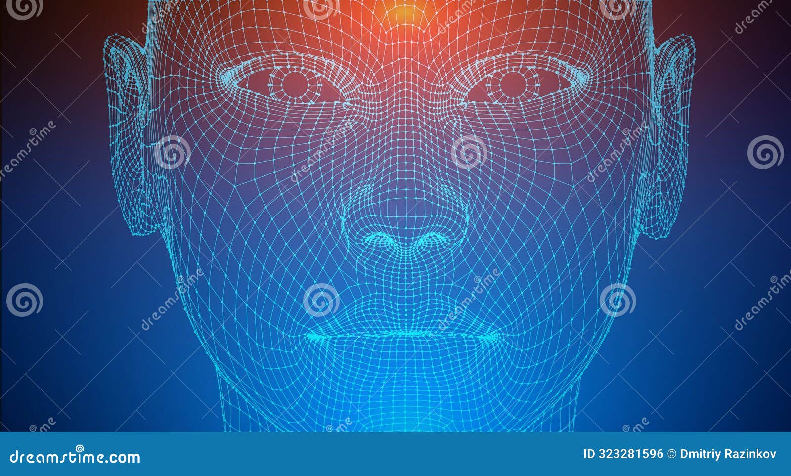 Wireframe Human Head Model with Brain Activity Highlight Stock Vector ...