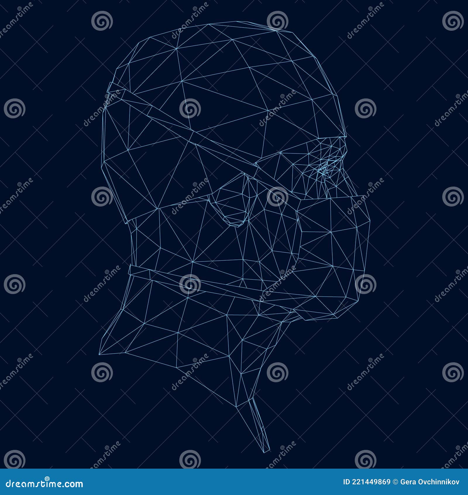 Wireframe of a Human Head in a Protective Mask. 3D Stock Vector ...