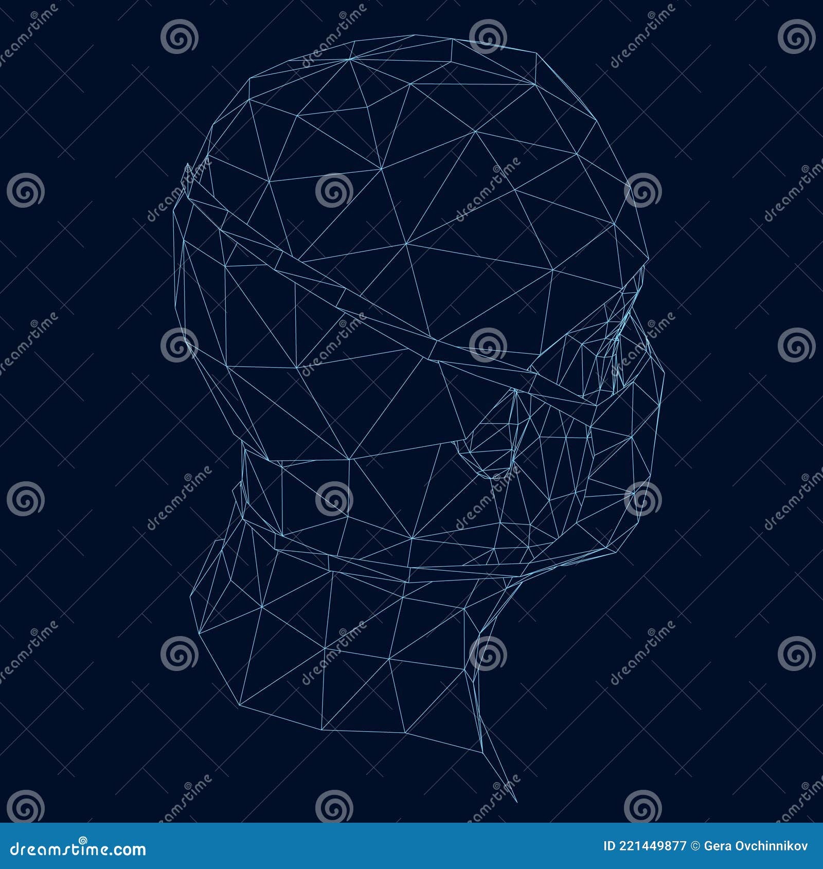 Wireframe of a Human Head in a Protective Mask. 3D Stock Vector ...