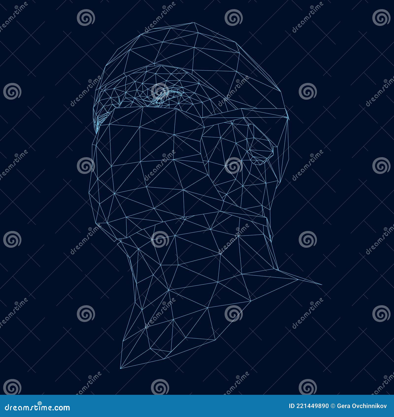 Wireframe of a Human Head in a Protective Mask. 3D Stock Vector ...