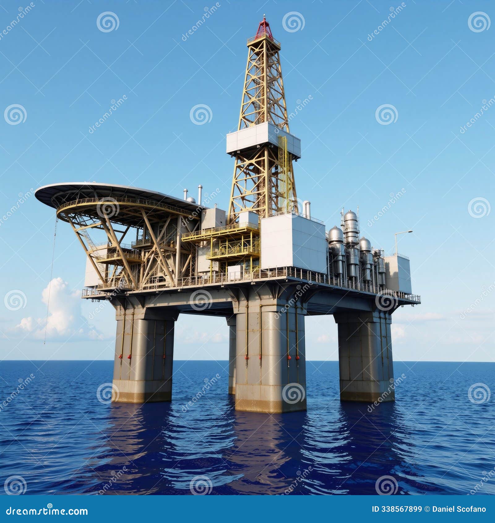 A Wireframe Illustration Depicts an Offshore Oil Rig Structure Stock ...