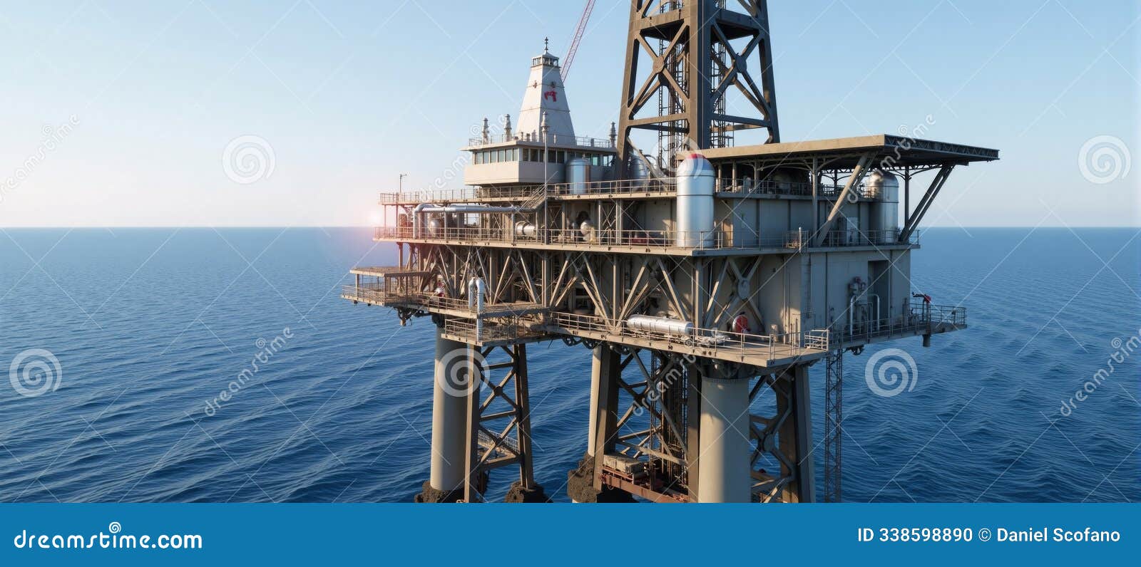 A Wireframe Illustration Depicts an Offshore Oil Rig Structure Stock ...