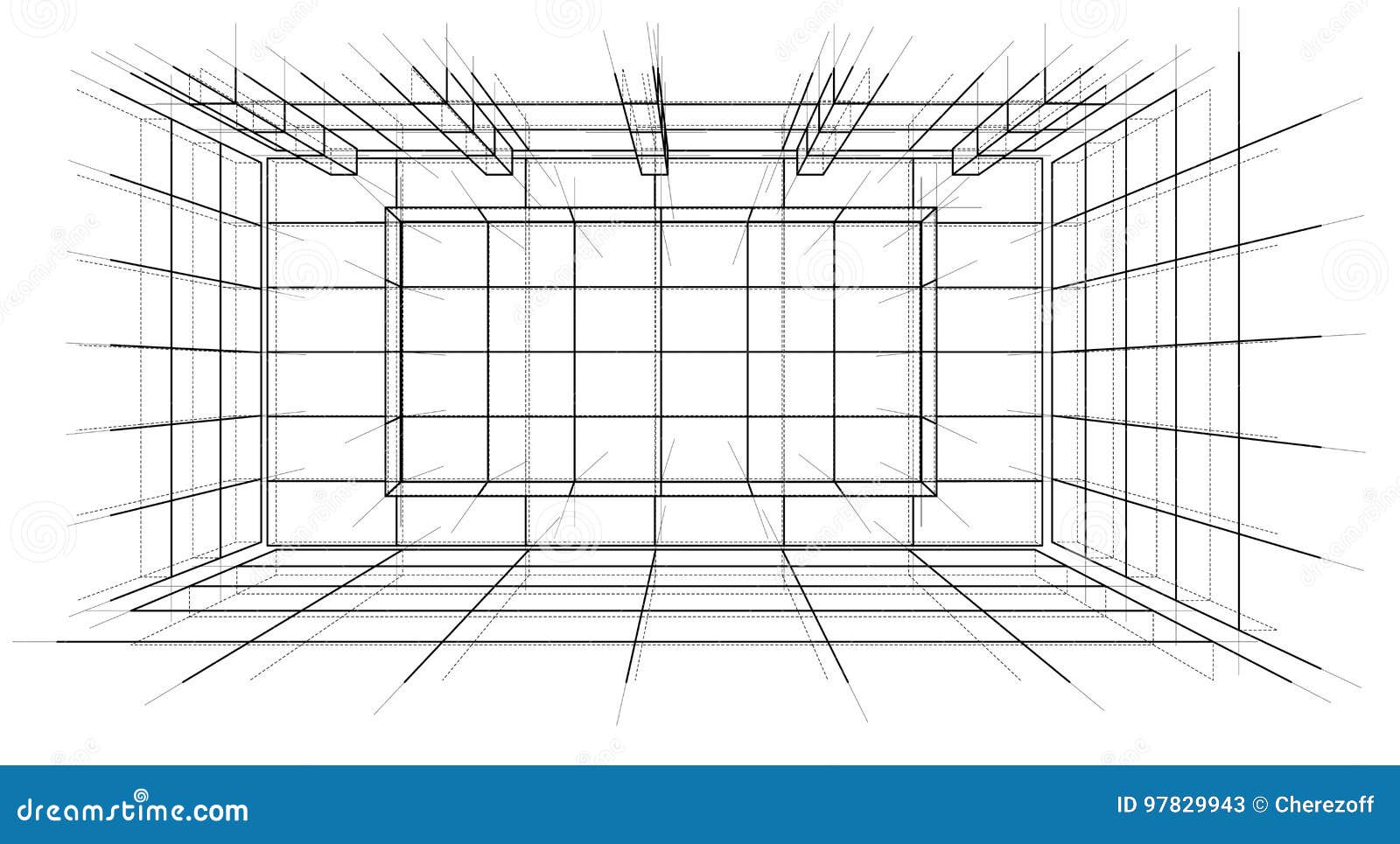 Wireframe Interior. Sketch Style. Vector Stock Vector - Illustration of ...