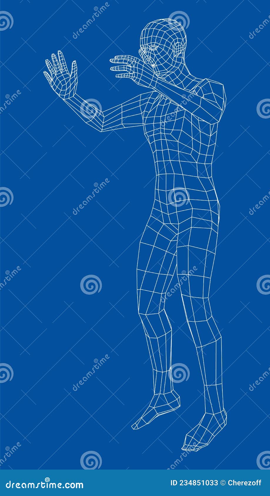 Wireframe Jumping Man. 3d Illustration Stock Illustration ...