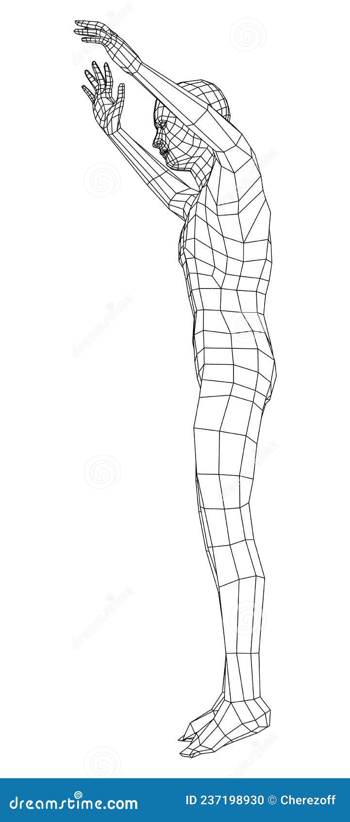 Wireframe Jumping Man. 3d Illustration Stock Illustration ...
