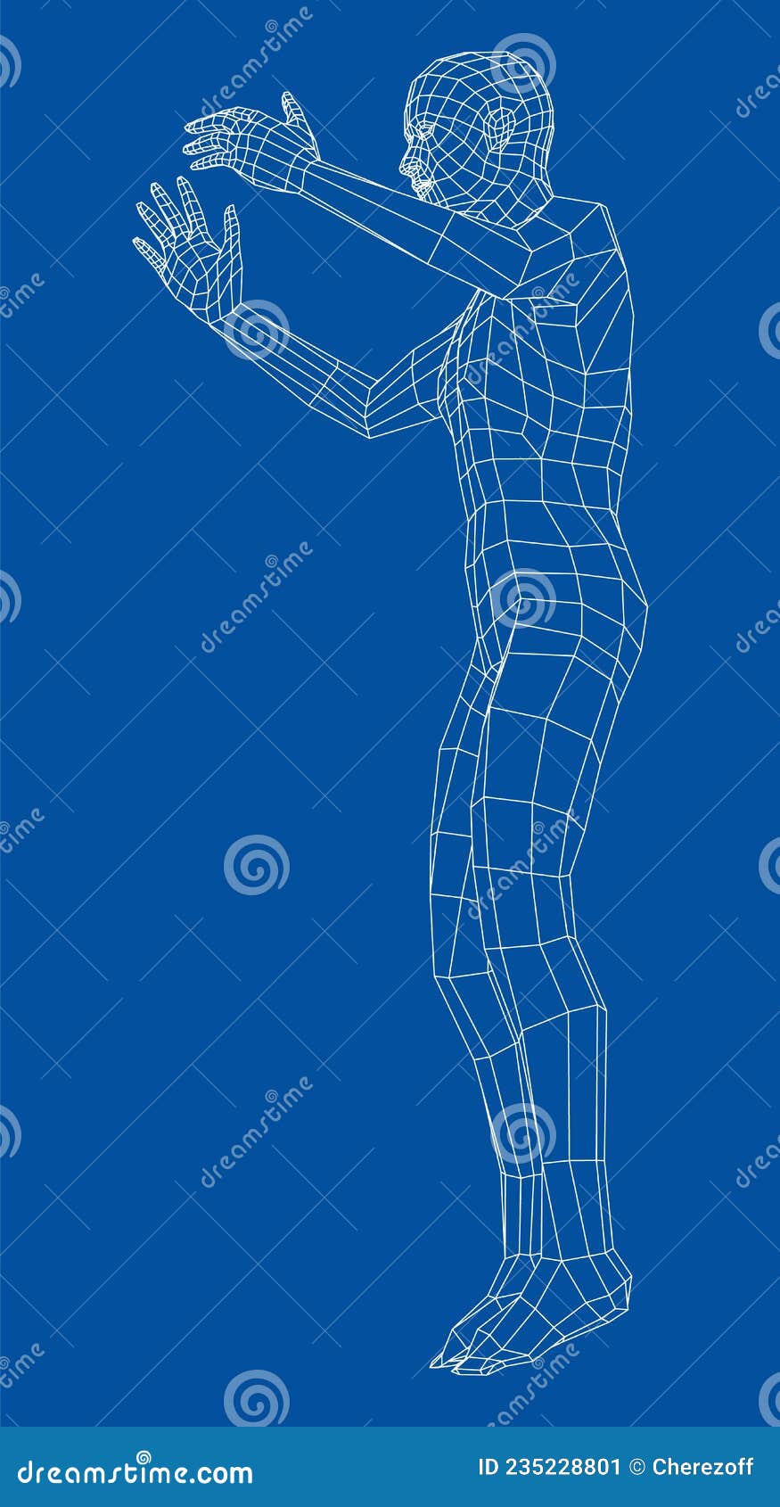 Wireframe Jumping Man. 3d Illustration Stock Illustration ...