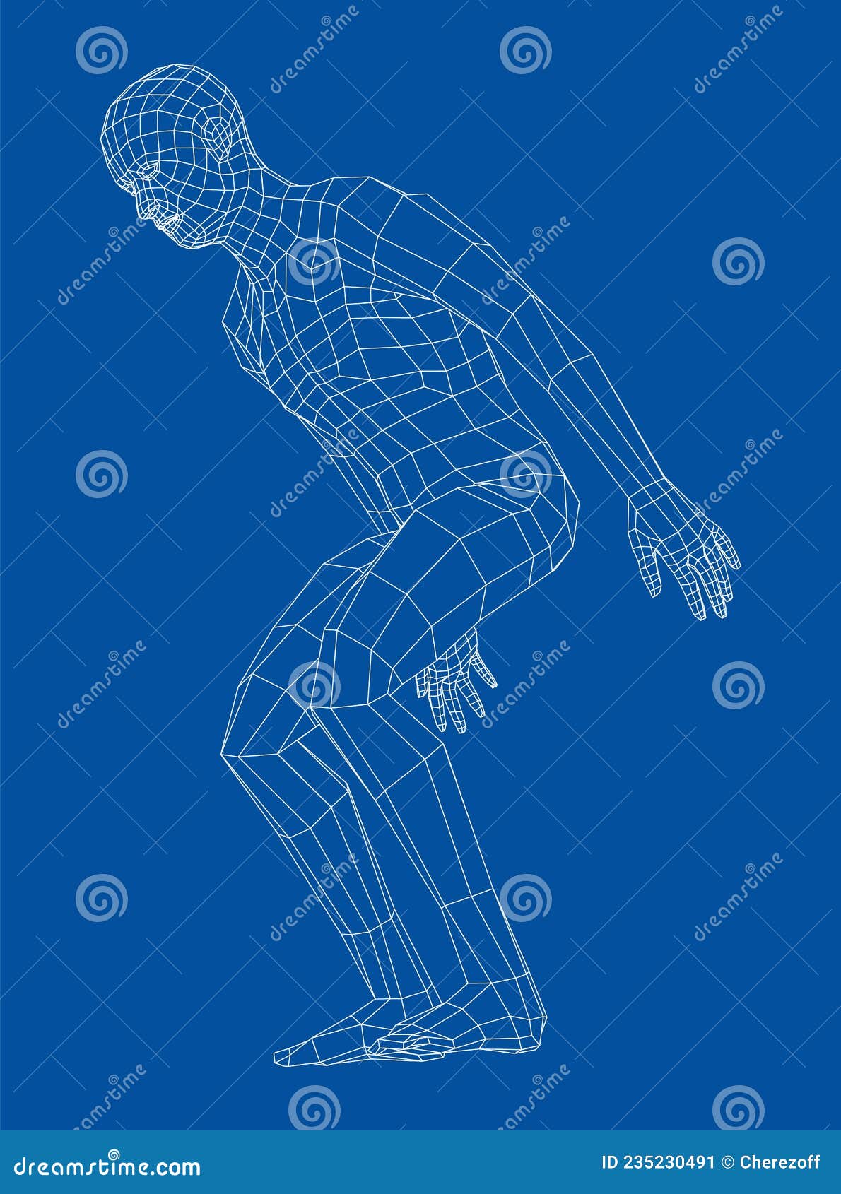 Wireframe Jumping Man. 3d Illustration Stock Illustration ...